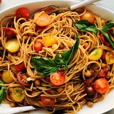 Spaghetti with Balsamic Roasted Tomatoes and Chickpeas - Canadian Food ...