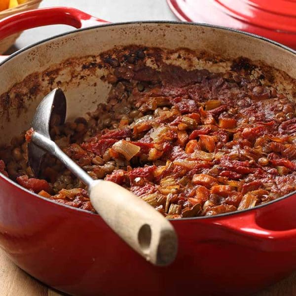 Aunt Mabel's Haystack Baked Lentils - Canadian Food Focus